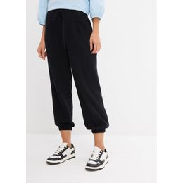 bonprix Musselin Hose mit Smockbund, schwarz, Gr.54, Bequeme Musselin Hose mit breitem Gummibund, aus 100% Baumwolle,Musselin