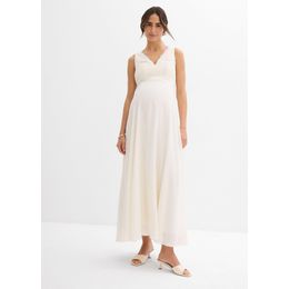 bonprix Umstands-Hochzeitskleid aus Spitze Satin und Georgette, wei&szlig;, Gr.40, Langes Hochzeitskleid f&uuml;r die Schwangerschaft