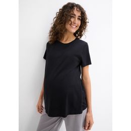 bonprix 2-in-1 Umstands- und Stillshirts aus Bio-Baumwolle (2er-Pack), schwarz, Gr.44/46 (L), T-Shirts mit Stillfunktion f&uuml;r die Schwangerschaft und danach, 95% Baumwolle (organic)