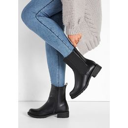 bonprix Chelsea-Boots, schwarz, Gr.40, Schlichter Boot mit elastischen Einsatz