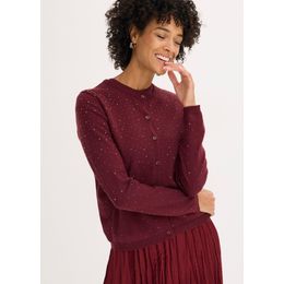 bonprix Strickjacke mit Glitzersteinchen, rot, Gr.36/38 (S), elegante Strickjacke aus weichem Viskose-Mix mit Glitzersteinchen