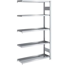 hofe Wannenregal, Stahl verzinkt, doppelseitig, H 2000 mm, Wannen-BxT 1000 x 400 mm, Anbauregal