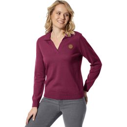 Damen Polopullover mit offenem V-Ausschnitt malve, Gr&ouml;&szlig;e 38