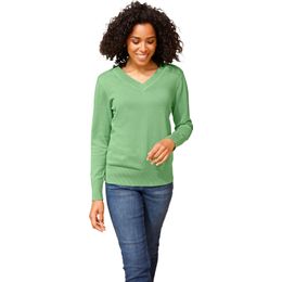 Damen V-Ausschnitt-Pullover aus reiner Baumwolle apfel, Gr&ouml;&szlig;e 38