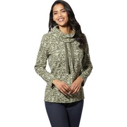 Damen Sweatshirt mit weitem Rollkragen khaki-champagner-bedruckt, Gr&ouml;&szlig;e 56