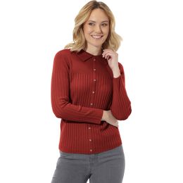 Damen Polopullover mit geripptem Kragen kirsche, Gr&ouml;&szlig;e 38