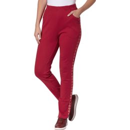 Damen Jerseyhose mit figurfreundlichen Eins&auml;tzen kirsche, Gr&ouml;&szlig;e 40