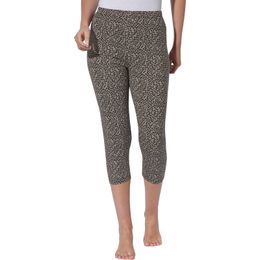 Damen Leggings im grafischen Druckmuster taupe-schwarz-bedruckt, Gr&ouml;&szlig;e 54