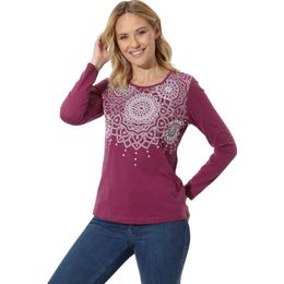 Damen Langarmshirt mit Ornament-Druck malve-ecru-bedruckt, Gr&ouml;&szlig;e 38