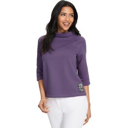 Damen 3/4-Arm-Shirt mit halsfernem Stehkragen feige, Gr&ouml;&szlig;e 38
