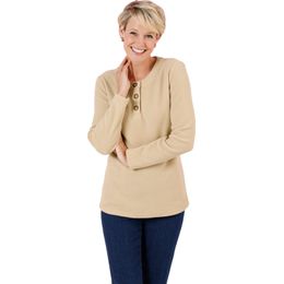 Damen Fleeceshirt mit Rundhals-Ausschnitt sand, Gr&ouml;&szlig;e 38