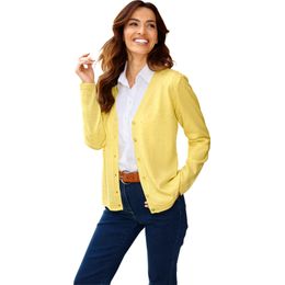 Damen Strickjacke in 3D-Tupfen-Optik zitrone, Gr&ouml;&szlig;e 38