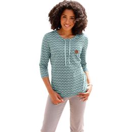 Damen 3/4-Arm-Shirt mit Zickzack-Muster kalkmint-jade-bedruckt, Gr&ouml;&szlig;e 40