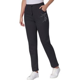 Damen Freizeithose mit Ziersteinchen schwarz, Gr&ouml;&szlig;e 38