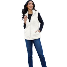 Damen Fleeceweste mit aufgesetzten Taschen ecru, Gr&ouml;&szlig;e 52