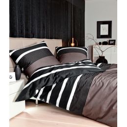Bettw&auml;sche Janine "J. D.", braun (holunder), B/L: 155cm x 200cm, 1 Stk., 1 Stk., Mako-Satin, B/L: 80cm x 80cm, 2 Stk., Mako-Satin, Obermaterial: 100% Baumwolle, Bettw&auml;sche, Bettw&auml;sche, Bettw&auml;sche im Streifen-Design in verschiedenen Qualit&auml;ten