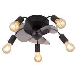 Globo LIGHTING Deckenleuchte "ALISHA", schwarz, 1 Stk., Leuchten, Ventilator / Wohnbereich / Schlafzimmer / rund / schwarz / 3 Fl&uuml;gel, Deckenleuchte