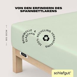 Spannbettlaken Schlafgut "EASY JERSEY ELASTHAN Bettlaken, 170 g/m&sup2;, 95% Baumwolle, 5% Elasthan", gr&uuml;n (gr&uuml;n light), 1 Stk., Jersey, 140-160x200-220 30cm, Jersey, Obermaterial: 95% Baumwolle, 5% Elasthan, Bettlaken, Spannbettlaken, Spannbettlaken bis 30 cm H&ouml;he, b&uuml;gelfrei, pflegeleicht, perfekter Sitz