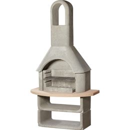 Grillkamin Buschbeck "Cortina", grau (grau, terrakottafarben), B:110cm H:206cm T:65cm, Grills, robuster Beton-Kamin mit Grillrost, BxTxH: 110x65x206 cm