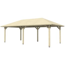 Skan Holz Holzpavillon SKANHOLZ "Orleans 2", beige (natur), B/H/T: 329cm, Pavillons, Leimholz, 359 x 706 cm
