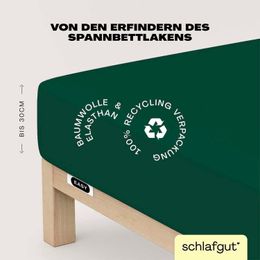 Spannbettlaken Schlafgut "EASY JERSEY ELASTHAN Bettlaken, 170 g/m&sup2;, 95% Baumwolle, 5% Elasthan", gr&uuml;n (gr&uuml;n deep), 1 Stk., Jersey, 120-130x200-220 30cm, Jersey, Obermaterial: 95% Baumwolle, 5% Elasthan, Bettlaken, Spannbettlaken, Spannbettlaken bis 30 cm H&ouml;he, b&uuml;gelfrei, pflegeleicht, perfekter Sitz