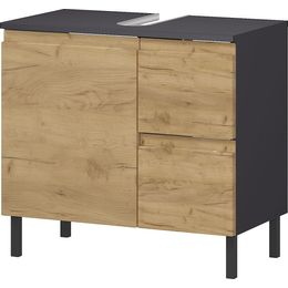 Waschbeckenunterschrank Germania "Scantic", grau (graphit, grandson, eiche, nachbildung), B:60cm H:56cm T:34cm, Holzwerkstoff, MDF, Schr&auml;nke, Waschbeckenunterschrank, mit Siphonausschnitt