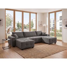 Wohnlandschaft Collection AB, anthrazit, B:314cm T:162cm, 100%Polyester, Sofas, Wohnlandschaft, Wonlandschaft, Schlaffunktion,Bonnelfederkern,R&uuml;ckenkissen