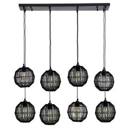 Globo LIGHTING H&auml;ngeleuchte "HERMI II", schwarz matt, H: 140cm, 1 Stk., Leuchten, H&auml;ngelampe schwarz Metallgeflecht H&ouml;he k&uuml;rzbar Esstisch, H&auml;ngeleuchte