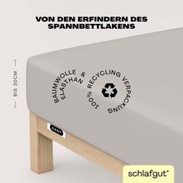 Spannbettlaken Schlafgut "EASY JERSEY ELASTHAN Bettlaken, 170 g/m&sup2;, 95% Baumwolle, 5% Elasthan", grau (grau light), 1 Stk., Jersey, 140-160x200-220 30cm, Jersey, Obermaterial: 95% Baumwolle, 5% Elasthan, Bettlaken, Spannbettlaken, Spannbettlaken bis 30 cm H&ouml;he, b&uuml;gelfrei, pflegeleicht, perfekter Sitz