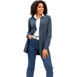Damen Longstrickjacke mit Schmuckkn&ouml;pfen rauchblau, Gr&ouml;&szlig;e 44
