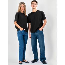 Kurzarmhemd TEESHOPPEN "TEESHOPPEN T-shirt Heavy", Damen, Gr. L, Normalgr&ouml;&szlig;en, schwarz, Obermaterial: 100% Baumwolle, Hemden