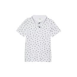 Poloshirt s.Oliver JUNIOR, M&auml;dchen, Gr. 116/122, wei&szlig; aop, Jersey, Obermaterial: 100% Baumwolle, bedruckt, normal h&uuml;ftbedeckend, ohne Ausschnitt, Shirts, mit Fu&szlig;ball-Allover-Print