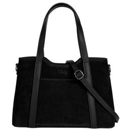 Henkeltasche CLUTY, Damen, Gr. B/H/T: 31cm x 22cm x 11cm onesize, schwarz, Leder, unifarben, Taschen, echt Leder, Made in Italy