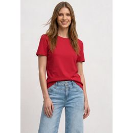 Street One Damen T-Shirt, rot, Gr. 46, unifarben, Web, 50% Modal, 50% Baumwolle, Shirts, im soften Baumwoll-Mix