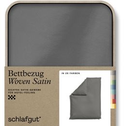 Bettbezug Schlafgut "Woven Satin", grau (grau mid), B:155cm L:220cm, Mako-Satin, Obermaterial: 100% Baumwolle, Bettbez&uuml;ge, besonders dicht gewebt, Mix & Match: passender Kissenbezug erh&auml;ltlich