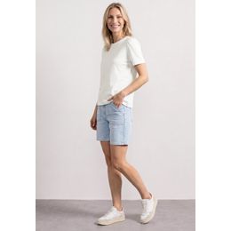 T-Shirt Street One, Damen, Gr. 38, sanftes wei&szlig;, Web, 50% Modal, 50% Baumwolle, unifarben, regular fit normal, Rundhals, abgesteppt, Shirts T-Shirt, im soften Baumwoll-Mix