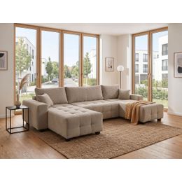 Wohnlandschaft Collection AB, taupe, B:314cm T:162cm, 100%Polyester, Sofas, Wohnlandschaft, Wonlandschaft, Schlaffunktion,Bonnelfederkern,R&uuml;ckenkissen