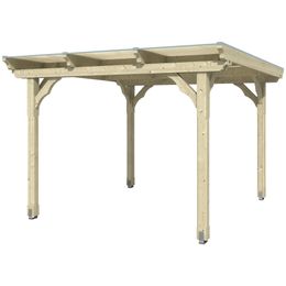 Skan Holz Holzpavillon SKANHOLZ "Marseille", beige (natur), B/H/T: 350cm x 236cm x 327cm, Pavillons, BxTxH: 327x350x236 cm, inkl. Aufschraubstutzen