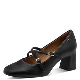 Spangenpumps Tamaris, Damen, Gr. 38, schwarz, Lederimitat, Schuhe Spangenpumps, Blockabsatz, Abendschuh, Festtagsschuh mit verstellbaren Schnallen