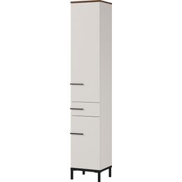 Hochschrank Germania "Yonkers", braun (kaschmir, nussbaum, nachbildung), B:34cm H:190cm T:34cm, Schr&auml;nke, Hochschrank, Hochwertige ABS-Kanten, Steggriffe und hohe F&uuml;&szlig;e, T&uuml;rd&auml;mpfung