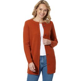 Damen Longstrickjacke mit Schmuckkn&ouml;pfen rostrot, Gr&ouml;&szlig;e 52