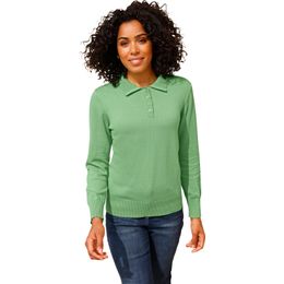 Damen Polopullover mit kurzer Knopfleiste apfel, Gr&ouml;&szlig;e 48