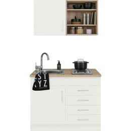 Pantryk&uuml;che KOCHSTATION "KS-Mali", wei&szlig; (k&uuml;che: wei&szlig;, front: wei&szlig;, korpus: wei&szlig;, arbeitsplatte: eiche sonoma), B:100cm H:200cm T:60cm, Komplettk&uuml;chen-Sets, K&uuml;chenzeile, Breite 100 cm, wahlweise mit E-Ger&auml;ten