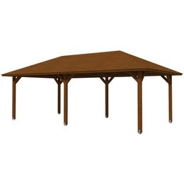 Skan Holz Holzpavillon SKANHOLZ "Orleans 2", braun (nussbaum), B/H/T: 329cm, Pavillons, Leimholz, 359 x 706 cm