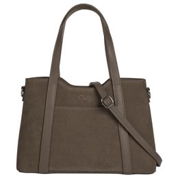 Henkeltasche CLUTY, Damen, Gr. B/H/T: 31cm x 22cm x 11cm onesize, grau, Leder, unifarben, Taschen, echt Leder, Made in Italy