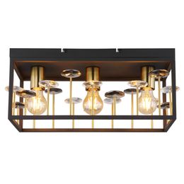 Globo LIGHTING Deckenleuchte "LISBON", schwarz matt, 3, H: 20cm, 1 Stk., Leuchten, Schwarze Deckenleuchte mit Goldakzenten, K9 Kristalle, LED 3x E27, Deckenleuchte