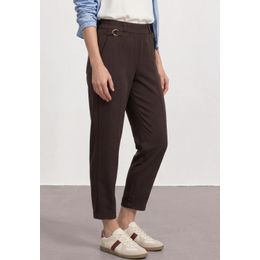 Street One Damen Stoffhoseespresso braun, Gr. 42, unifarben, Stoff, 55% Viskose, 42% Polyester, 3% Elasthan, Hosen, High Waist