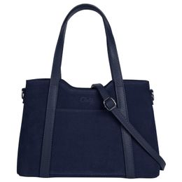Henkeltasche CLUTY, Damen, Gr. B/H/T: 31cm x 22cm x 11cm onesize, blau, Leder, unifarben, Taschen, echt Leder, Made in Italy