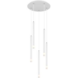 Globo LIGHTING H&auml;ngeleuchte "RYAN", wei&szlig; (wei&szlig; matt), 5, &Oslash; 34cm H: 120cm, 1 Stk., Leuchten, Wei&szlig;e H&auml;ngeleuchte mit Acryl satiniert, klar, h&ouml;henverstellbar, H&auml;ngeleuchte