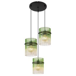 Globo LIGHTING H&auml;ngeleuchte "GORLEY", schwarz gr&uuml;n, &Oslash; 47cm H: 140cm, 1 Stk., Leuchten, H&auml;ngelampe Glasst&auml;be amber klar verlaufend elegant Wohnzimmer, H&auml;ngeleuchte